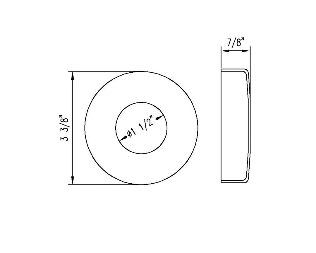 S.S. Plate Cover for 1.50″ Dia. Tube Post, SS-316; 3 3/8″ wide x 7/8 ...