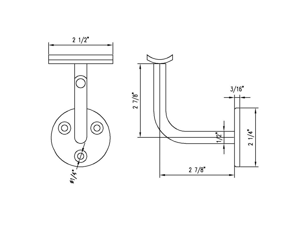 S.S. Wall Bracket with Saddle for 1.66″ dia. tube, 12mm Flexible Rod ...